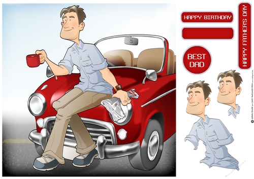 Best Dad Red Car 8x8 Quick Card - CUP970509_437 | Craftsuprint
