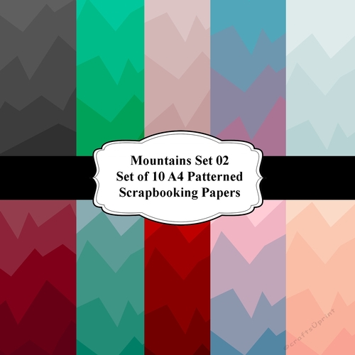 Mountains Set 02 Set of 10 A4 Patterned Scrapbooking Papers ...