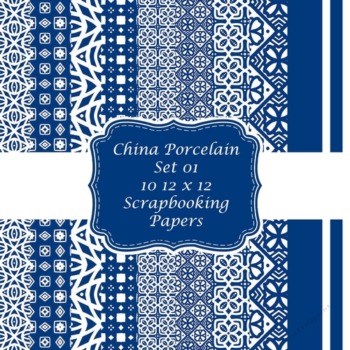China Porcelain Set 01 Pack of 10 12 x 12 Patterned Backing Papers and ...