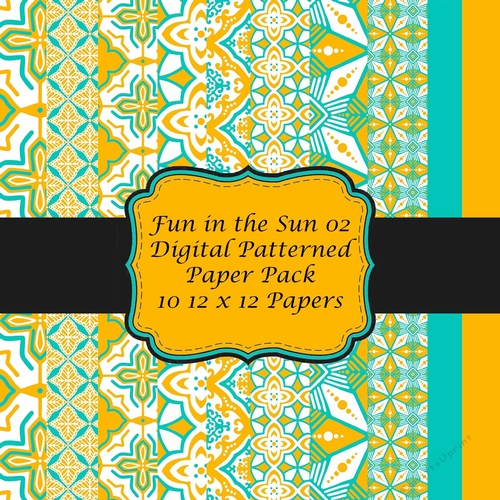 Fun in the Sun Set 02 of 10 12 x 12 Scrapbooking Backing Papers plus 2 ...