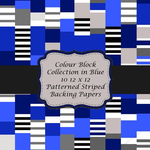 Colour Block Collection in Blue 12 x 12 Striped Patterned Backing Paper ...