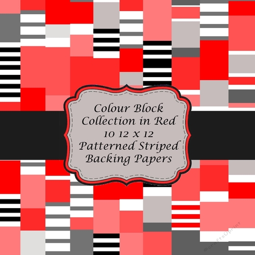 Colour Block Background Collection in Red 12 x 12 Striped Patterned ...