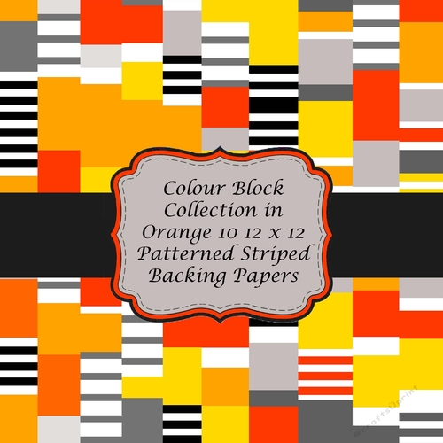Colour Block Background Collection in Orange 12 x 12 Striped Patterned ...