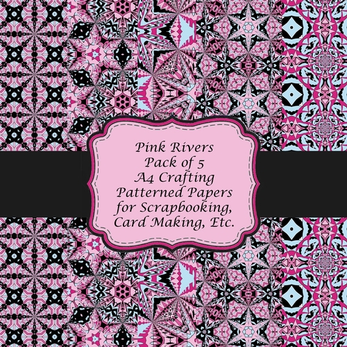 Pink Rivers Bright Pink Themed Patterned Paper Set of 5 A4 Sized ...