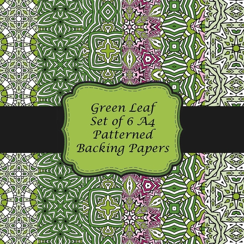 Green Leaf Set of 6 A4 Sized Green and Pink Patterned Backing Papers ...