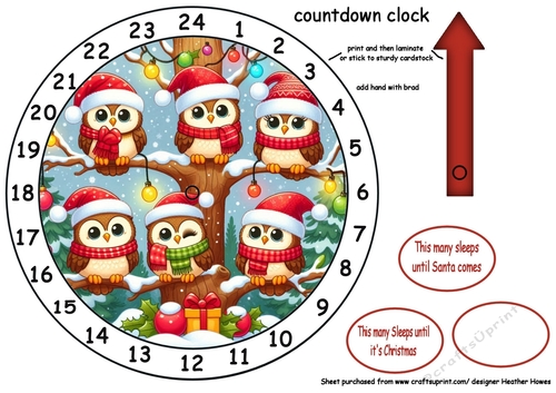 advent clock christmas tree owls - CUP1338406_107 | Craftsuprint