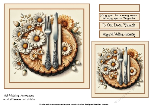 5th Anniversary (wood silverware daisies) - CUP1359578_107 | Craftsuprint
