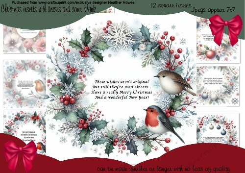 12 plus square Christmas inserts with verses and blank - CUP1366386_107 ...