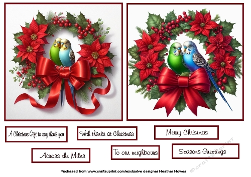 budgies at christmas - CUP1372001_107 | Craftsuprint