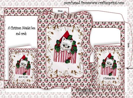 Cute Christmas Kitty Notelet Kit - CUP366402_107 | Craftsuprint