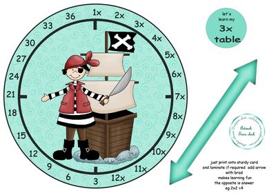 3x Table Pirate Clock - CUP487226_107 | Craftsuprint