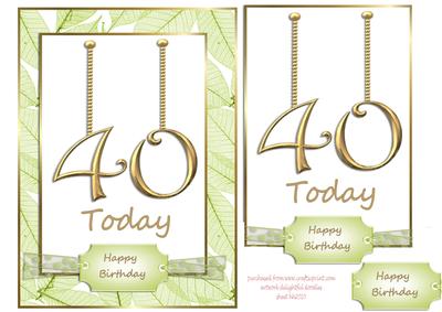 40th Gold Letters on Leaves - CUP72609_107 | Craftsuprint