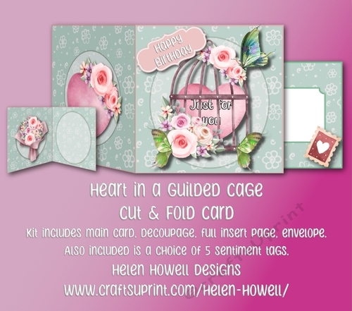 Heart in a Guilded Cage - Cut & Fold Card - Multi Occasions ...