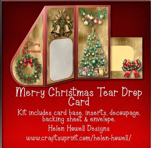 Merry Christmas Tear Drop Card - CUP1320480_37881 | Craftsuprint