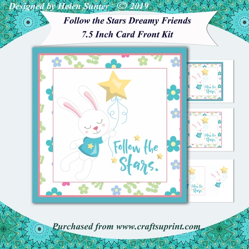 Follow the Stars Bunny Rabbit 7.5 Inch Square Card Front Kit ...