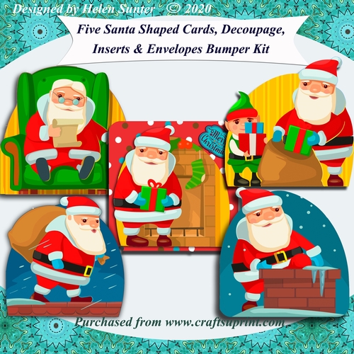 Santa 3D Decoupage Shaped Christmas Cards Bumper Kit - CUP1050453_92133 ...