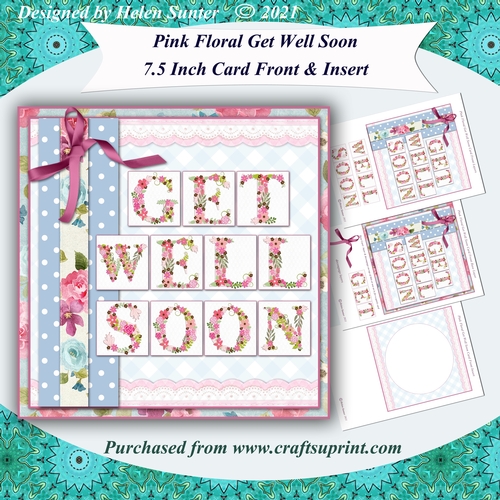 Pink Floral Get Well Soon 7.5 Inch Card Front & Insert - CUP1103673 ...