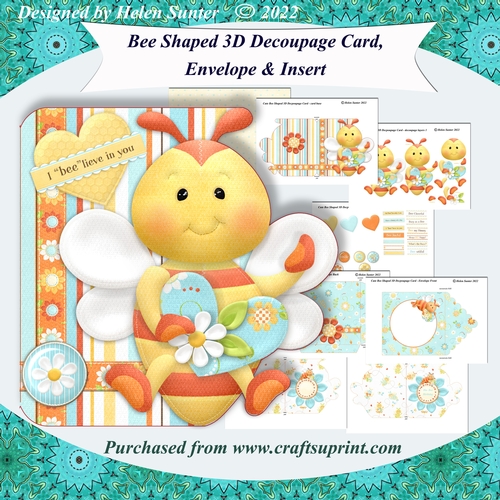 Bee Shaped 3D Decoupage Card with Inserts and Envelope - CUP1146042 ...