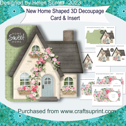 New Home Shaped Decoupage Card & Inserts - CUP1192799_92133 | Craftsuprint