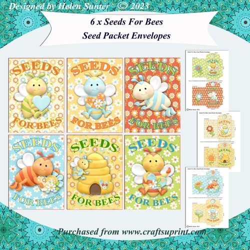 6 Seeds For Bees Seed Packet Envelopes - CUP1198088_92133 | Craftsuprint