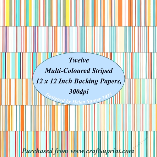 Twelve Multi-Coloured Striped Backing Papers - CUP1204172_92133 ...