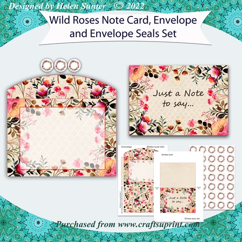 Wild Roses Note Card and Envelope Set with Envelope Seals - CUP1218902 ...