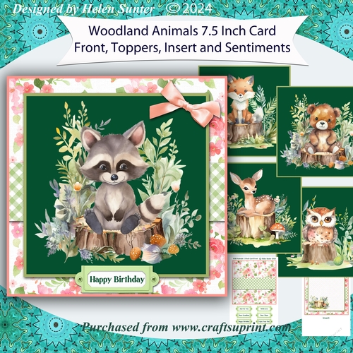 Woodland Animals 7.5 Inch Card Front, Toppers, Insert and Sentiments ...