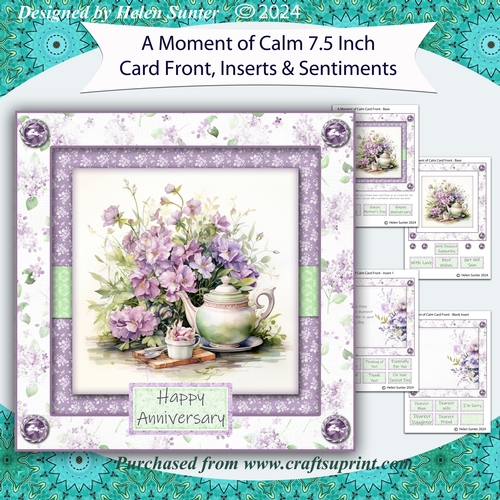 A Moment of Calm 7.5 Inch Card Front with Inserts and Sentiments ...