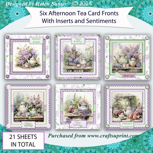 Six Afternoon Tea 7.5 Inch Card Fronts with Inserts and Sentiments ...