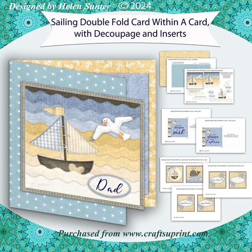 Sailing Double Fold Card Within a Card with Decoupage and Inserts and ...