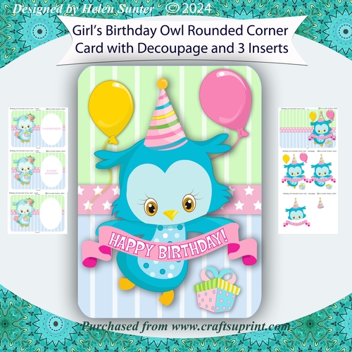 Girls 3D Decoupage Birthday Owl Card with Inserts - CUP1313161_92133 ...