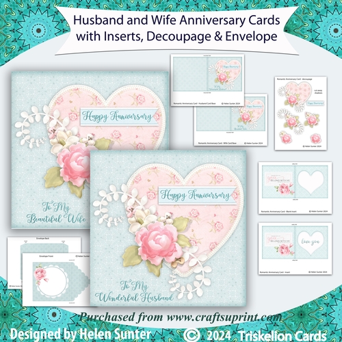 Husband and Wife Anniversary 3D Decoupage Cards with Inserts and ...