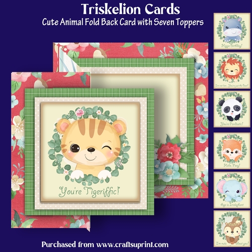 Cute Animals Fold Back Card with Seven Toppers - CUP1352926_92133 ...