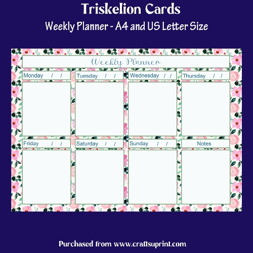 A4 Weekly Planner with Pink Floral Background - CUP1355537_92133 ...