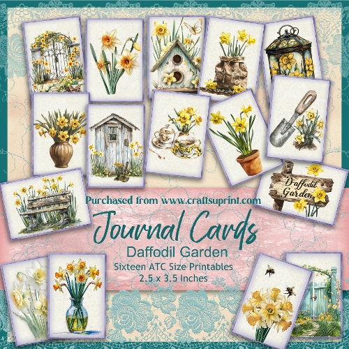 Daffodil Garden 16 Junk Journal Cards ATC Card Toppers or Tags ...