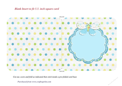 Polka Dots & Butterfly Blank Insert to Fit 5.5 x 5.5 Inch Square Card ...