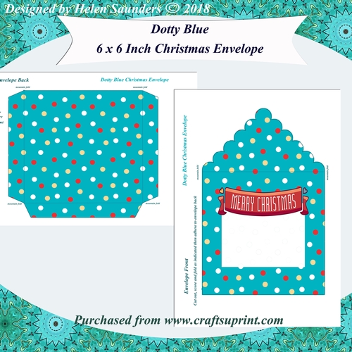 Merry Christmas Dotty Blue Fancy Envelope 6 x 6 Inch Square - CUP899245 ...