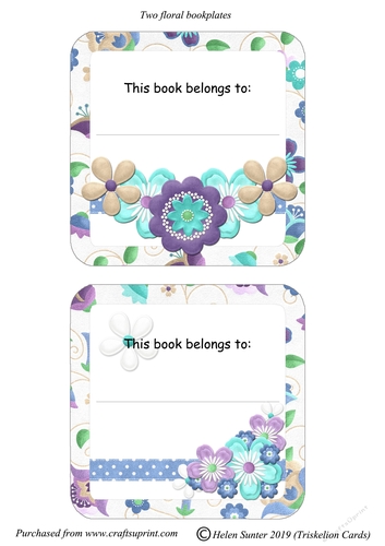 2 Beautiful Floral Bookplates Name Plates for Books - CUP959622_92133 ...