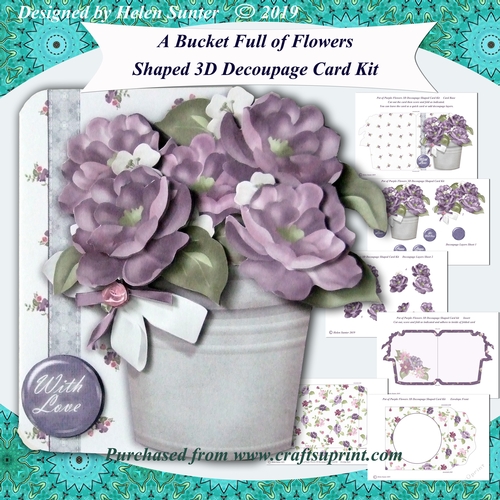 A Bucket Full of Flowers Shaped 3D Decoupage Card Kit - CUP975158_92133 ...
