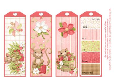 Cute Strawberry Mouse Bookmark Set - CUP106404_443 | Craftsuprint