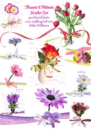 Flowers & Ribbon Notelet Kit - CUP180444_443 | Craftsuprint