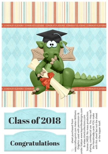 Graduation Dragon Card Topper 8x8 Inch - CUP299295_443 | Craftsuprint