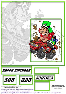 Quad Bike Maximum Mud Card Front 8x8 Inch - CUP308369_443 | Craftsuprint