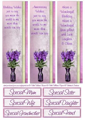 Bookmark Borders & Sentiments for Purple Flowers & Trike - CUP349395 ...