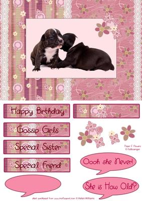 Gossip Girls Puppy Card Topper - CUP83134_443 | Craftsuprint
