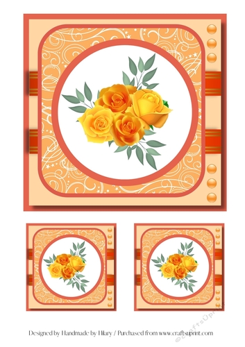 7 inch and 3 inch Square Toppers - Orange and Lemon Roses - CUP1193325 ...