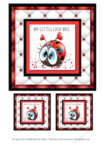 7 inch and 3 inch Square Toppers - My Little Love Bug Valentines Day ...
