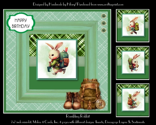 Rambling Rabbit - 7x7 Inch Square Card - CUP1198874_118824 | Craftsuprint