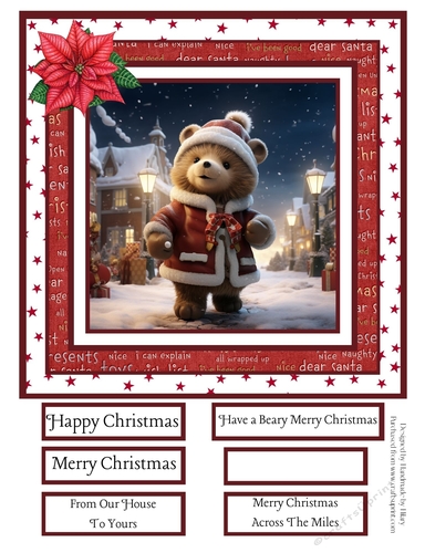 Beary Merry Christmas 8x8 Quick Card #6 - CUP1227073_118824 | Craftsuprint