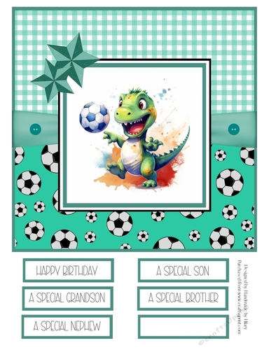 Soccersaurus 8x8 Quick Card - Design 1 - CUP1260821_118824 | Craftsuprint